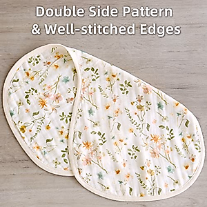 LifeTree Muslin Baby Burp Cloths, Soft Bamboo Cotton, Large Baby Washcloths, Face Towel, Burping Rags, Bibs for Newborn Boys Girls, Set of 2 (Floral & Dusty Pink Checkerboard)