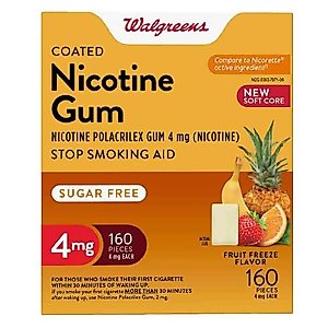 Walgreens Nicotine Coated Gum 4 mg, Stop Smoking Aid, Fruit Freeze Flavor 160 Count