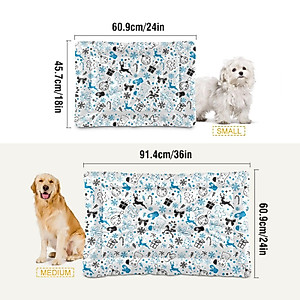 Coikll Cute Animals Christmas Pet Bed Pad Soft Dog Bed Mat with Anti-Slip Bottom, Machine Washable Crate Pad Mattress for Dog Sleeping- 24 * 18inches
