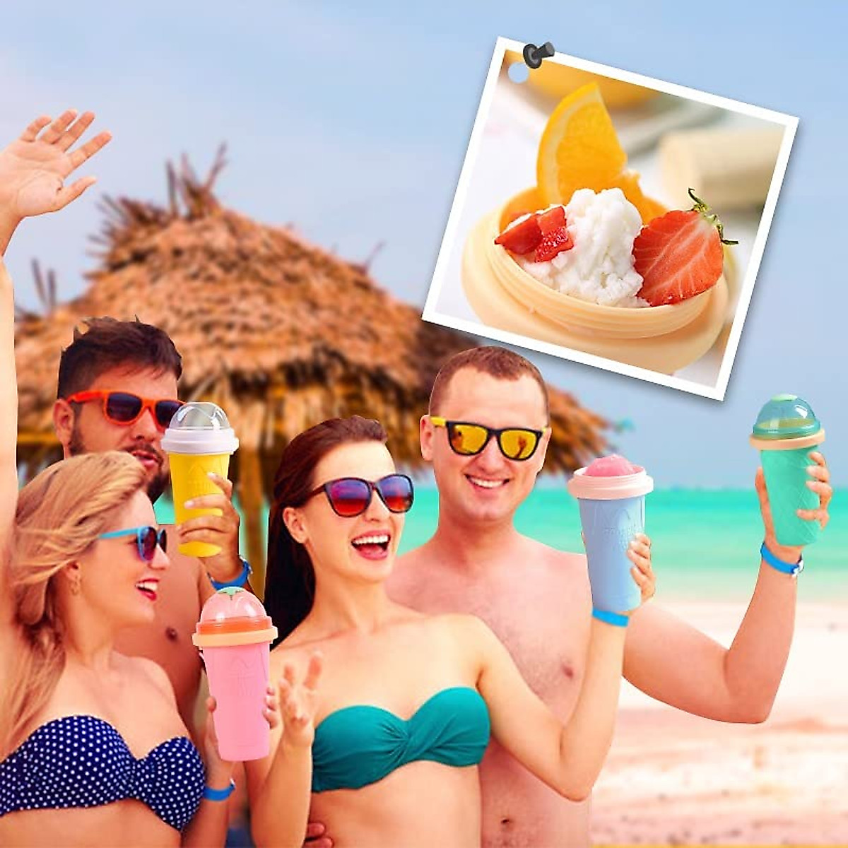 memrable Slushy Maker Cup, Portable Slushie Tik Tok Quick Frozen Smoothies on the Go, Homemade Ice Cream Squeeze Magic Double Layer Milkshake and Smoothie (Yellow), 9.57 x 4.49 4.41