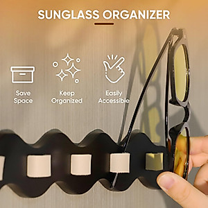 ONULISS Sunglass Organizer Wall, Beechwood Hanging Sunglasses Organizer Storage, Sunglass Holder for Wall, Sunglasses Holder Eyeglass Holder Stand, Sun Glasses Organizer Display Rack, 7 Slots (Black)