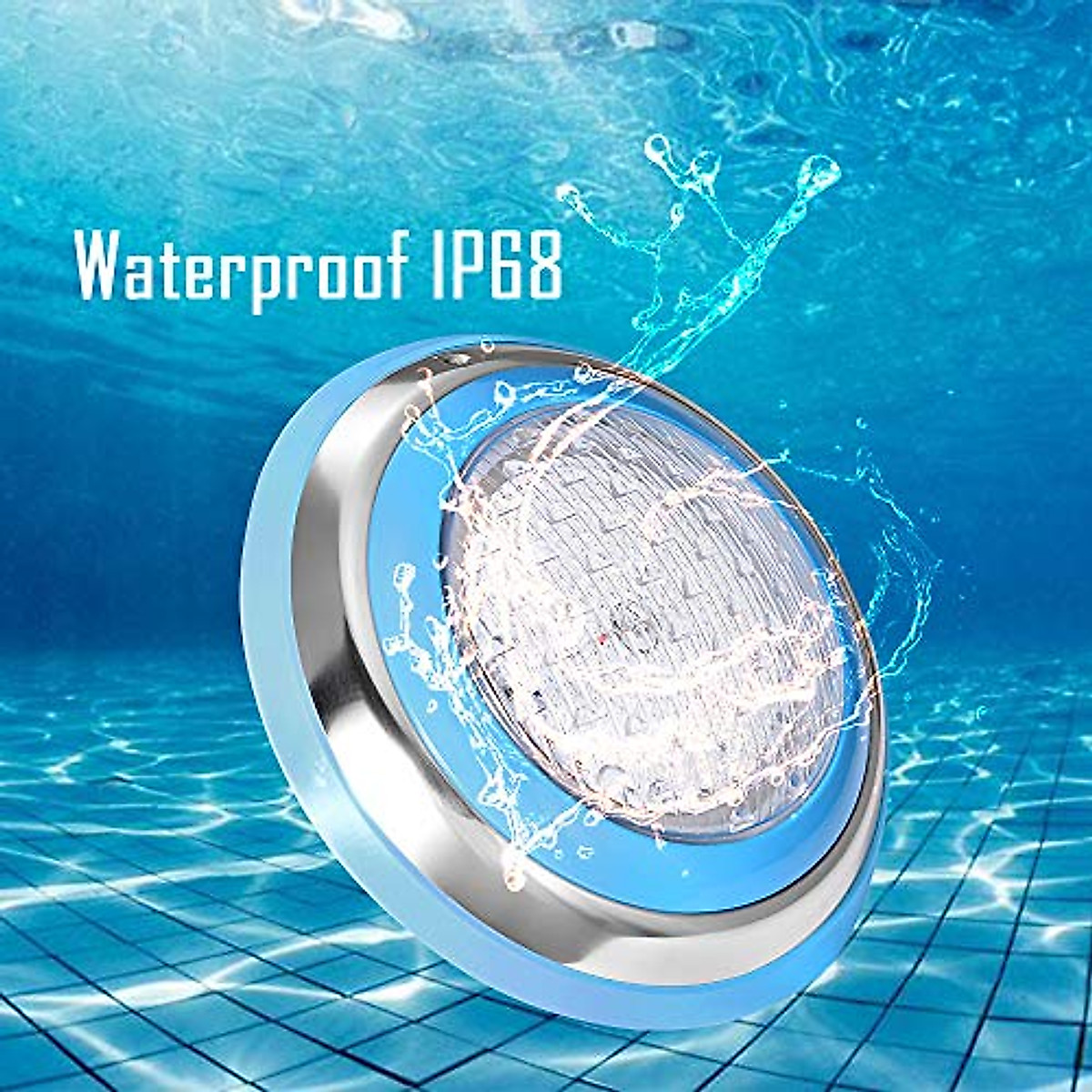 LED Underwater Swimming Pool Lights Stainless Steel 47W Multiple Color Changing 12V AC Wall Surface Mounted IP68 Waterproof with Remote Controller