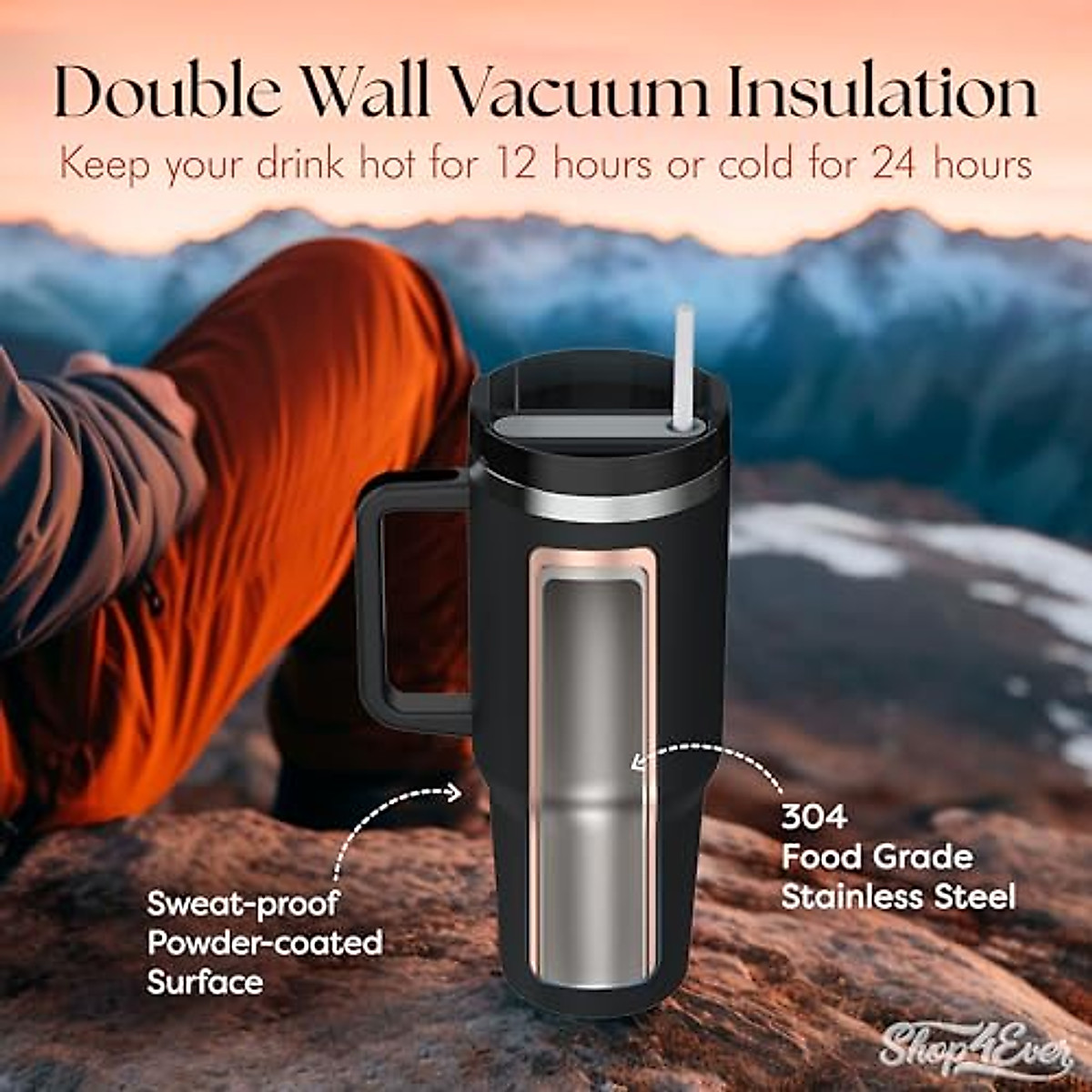 shop4ever A Wise Woman Once Said F This And She Lived Happily Ever After Engraved Insulated Stainless Steel Tumbler with Handle, Lid, and Straw 40 oz. Funny Divorce Retirement Feminist Gift (Black)