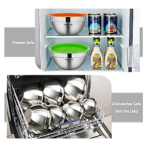 YIHONG 7 Piece Mixing Bowls with Lids for Kitchen, Stainless Steel Mixing Bowls Set Ideal for Baking, Prepping, Cooking and Serving Food, Nesting Metal Bowls for Space Saving Storage