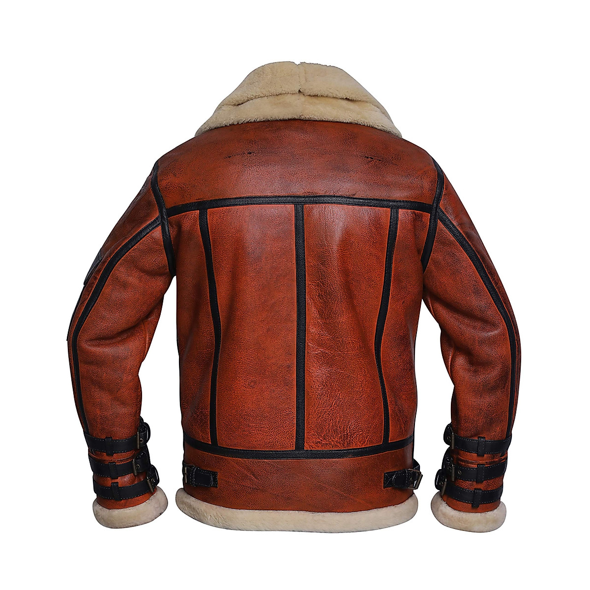 ZA Fashion Cloud Men Real RAF Aviator B3 Bomber Flight WW2 Shearling Sheepskin Jacket (XS)