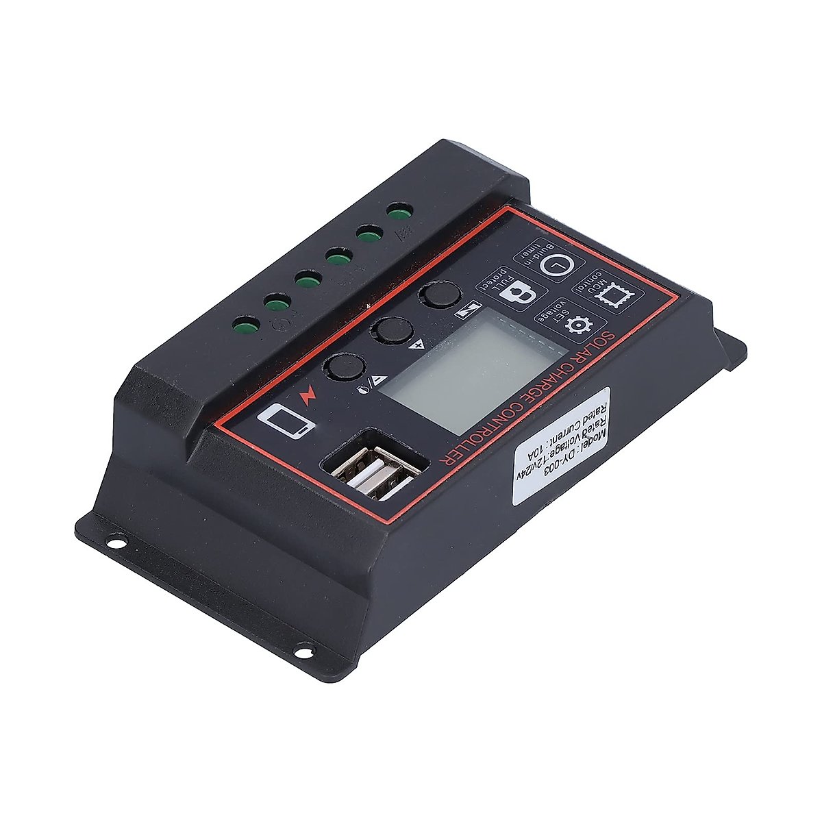 Walfront Smart Controller 3A Dual USB Solar Battery Panel Charging Protection Device Solar Battery Regulator with LCD Display 12V/24V(30A), Solar Controller