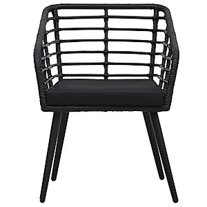 Makastle Outdoor Patio Bistro Set, 3 Piece Rattan Wicker Conversation Chair Sets Balcony Furniture for Yard Lawn Garden Porch Poolside, Poly Rattan Black