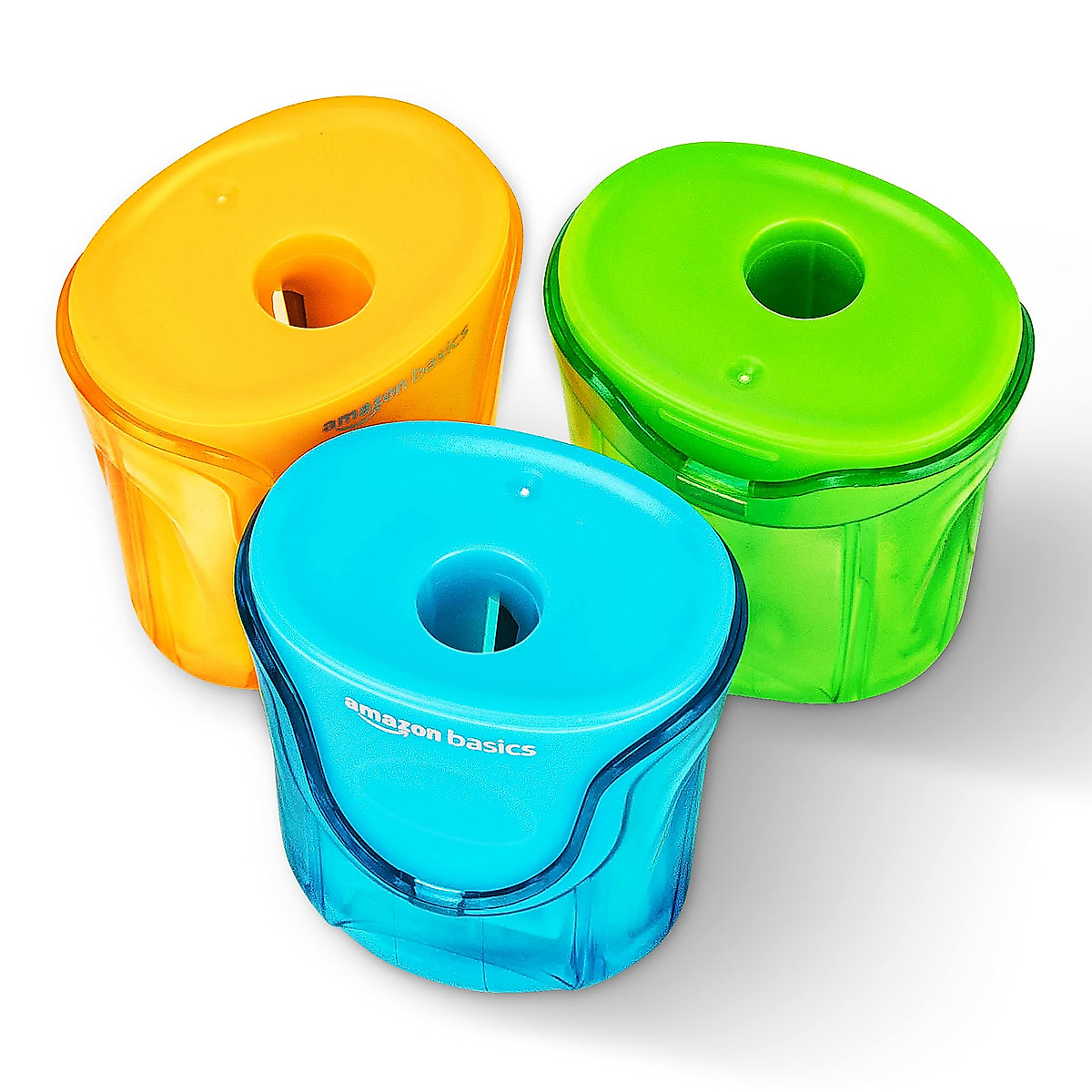 Amazon Basics School Pencil Sharpener, 1 Hole, 3-Pack