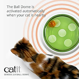 Catit Senses 2.0 Ball Dome Interactive Cat Toy - Motion-Activated Cat Toy with Two Modes of Play, Batteries Not Included