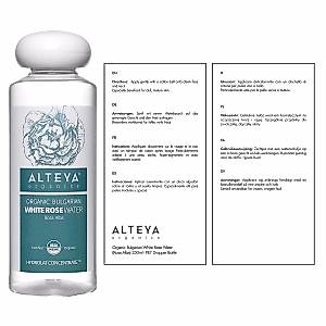 Alteya Organics White Rose Water USDA Certified Organic Facial Toner, 8.5 Fl Oz/250mL Pure Bulgarian Rosa Alba Flower Water,Award-Winning Moisturizer BPA-Free Bottle with Reducer