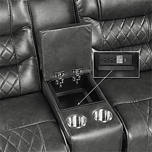 Lexicon Derringer Wall Hugger Manual Double Glider Reclining Loveseat, Gray