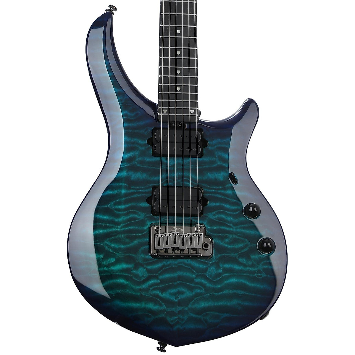 Sterling by Music Man 6 String Solid-Body Electric Guitar, Right, Cerulean Paradise (MAJ200XQM-CPD)
