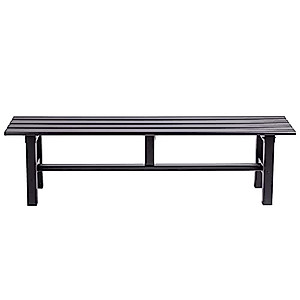 TECSPACE Aluminum Outdoor Patio Bench Black,59.1 x 14.2X 15.7 inches,Light Weight High Load-Bearing,Outdoor Bench for Park Garden,Patio and Lounge