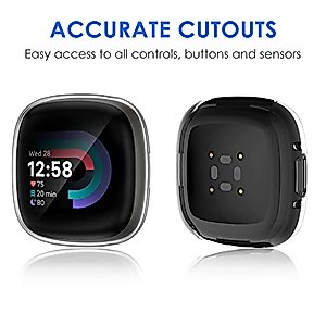 NANW 4-Pack Screen Protector Case Compatible with Fitbit Sense 2/Versa 4, Soft TPU Plated Bumper Full Cover Protective Cases for Versa 4/Sense 2 Smartwatch [Scratch-Proof]