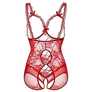 Plus Size Lingerie for Women Sexy Lingerie Bodysuit One-Piece Teddy Red (Red, 5XL)