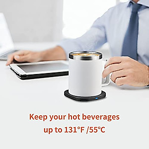 Coffee Mug Warmer Set, 12 Oz Stainless Steel Coffee Cup with Double Vacuum Insulation, 15W Induction Wireless Charging Pad, Home, Office Warms Coffee, Tea, Cocoa, and Milk(Up to 131℉/55℃)