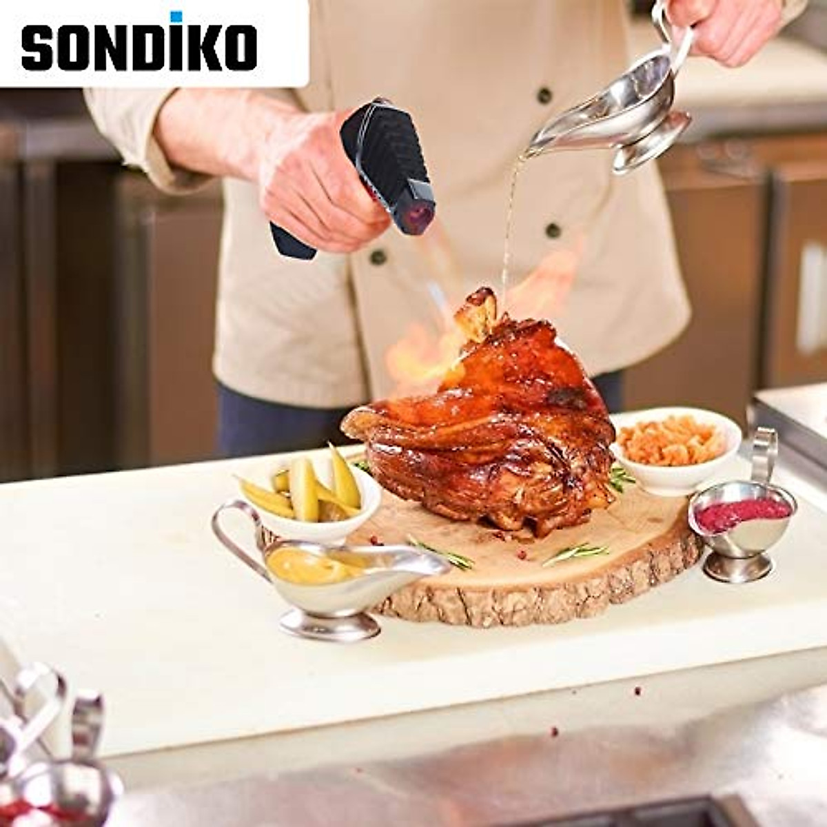 Sondiko Creme Brûlée Torch S928, Kitchen Torch Lighter with Rotatable Torch Head, Safety Lock, Adjustable Flame for Creme Brulee, BBQ, Dab(Butane Gas Not Included)