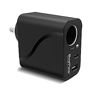 RoyPow 36W USB C Charger with Car Cigarette Lighter Socket, 3-Ports Wall Charger 18W PD3.0 Travel Plug 110V/120V to 12V/3A AC to DC Converter Power Adapter for iPhone, Galaxy, Pixel, iPad