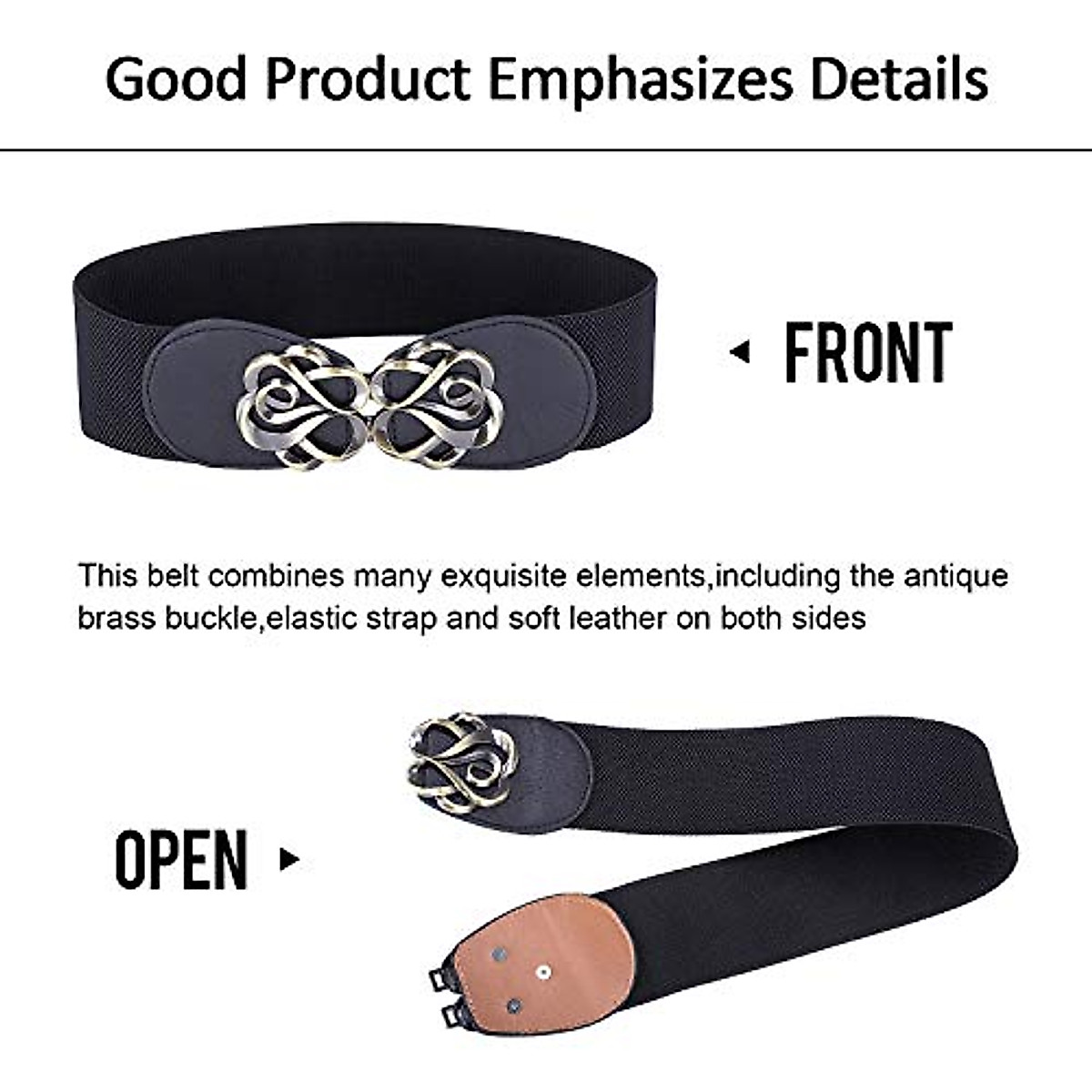 GRACE KARIN Lady's Vintage Wide Stretch Waist Belt Waistband, Black (Cl0413-1), Medium