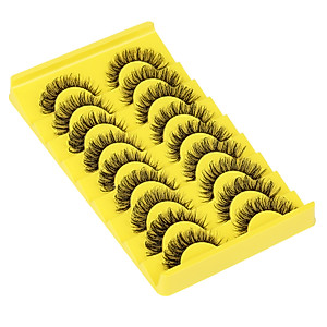 False Eyelashes Russian Strip Lashes D Curl Wispy Natural Look Faux Mink Lashes Like Eyelash Extension Fluffy zanlufly Transparent Band Cat Eye Fake Eyelashes Pack