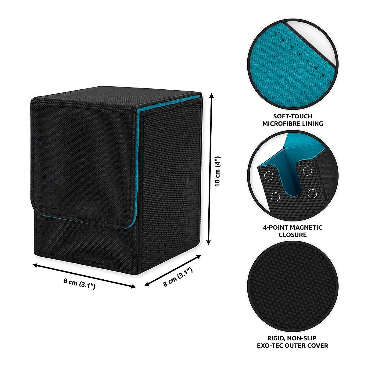 Vault X Premium Exo-Tec Trading Card Deck Box - Large Size for 80+ Sleeved Cards - PVC Free Card Holder for TCG (Electric Blue)