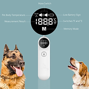 Pet Ear Thermometer for Dogs and Livestock - Includes 20 Pet Swabs, Suitable for Dogs, Cats, Infrared Fast and Accurate Canine Temperature Monitor - Switches ℉ and ℃