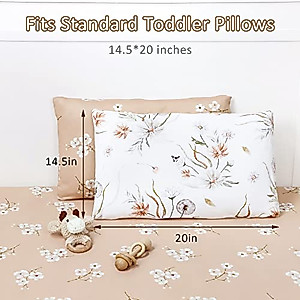 CARUILI Toddler Pillowcase 2 Pack, Fits 13"x 18" or 14"x19" Kids Pillow, Silky Soft & Breathable Envelope Closure Kids Pillowcases Cover Set for Sleeping, Travel, Wildflower