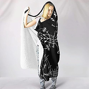 Viking 3D Printing Hooded Blanket Keeps Warm And Soft Viking Vegvisir Compass Unisex Winter Wearable Hooded Blanket Double Thickened Plush Wool Blanket ( Color : Blanket , Size : 80x60in/150x200cm )