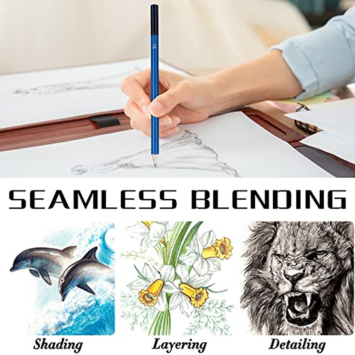 EGOSONG Professional Drawing Supplies Art Set – 73 Piece Sketching Kit with Sketch Book Tutorial Graphite Charcoal & Watercolor Metallic Color Pencils – Artist Kit for Beginners, Adults, Teens