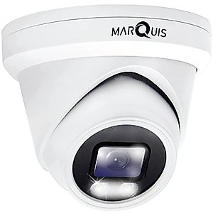 Marquis, 5MP Lite 4MP 2MP 247 FullColor HD TVICVIAHDCVI Turret Dome CCTV Security Camera, Indoor Outdoor Color Night Vision Waterproof Analog Surveillance Camera 2.8mm Lens, White