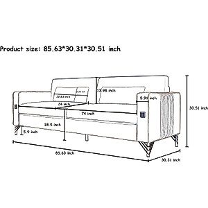 Goohome Tufted Couch, Chesterfield Velvet Upholstered 3-Seater Comfy Sofa, Living Room Furniture Sets W/Solid Wood Frame and Gold Legs, Fit for Bedroom, Apartment