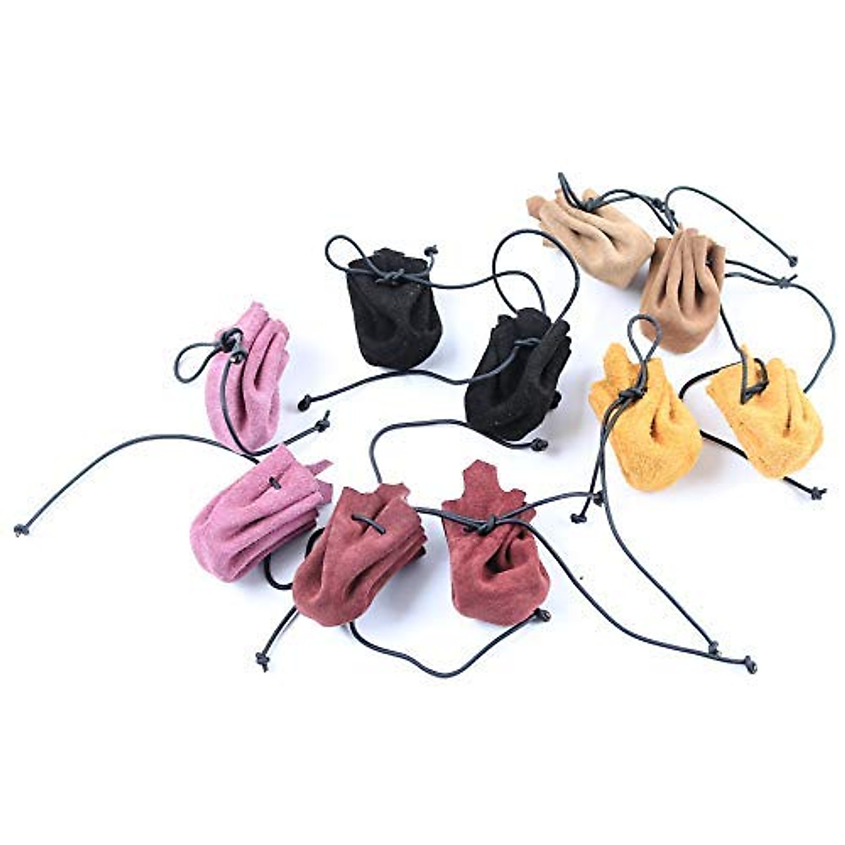 Mythrojan Suede Drawstring Pouches LARP Suede Medieval Trinket Bag Set of 2 Brown