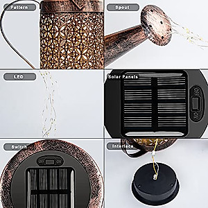 Solar Watering Can with Lights Decorative Garden Stake with Bright LED Waterproof for Solar Garden Decorations Metal Watering Can Solar Lights Stake Outdoor Decorations