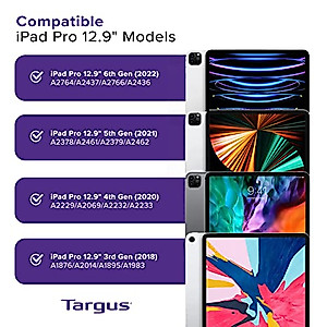 Targus VersaVu iPad Pro 12.9" Case for 6th Gen|5th Gen|4th Gen|3rd Gen iPad Pro (2022|2021|2020|2018) Premium iPad Pro Case with 360° Rotation, iPad Pro Case, Black iPad 12.9 Pro Case (THZ775GL)