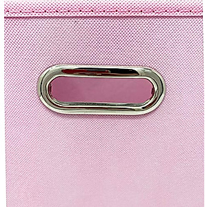 ABLEHOME 6 Pack Fabric Storage Bins Box Organizer Cube Basket Container 10.5"x10.5"x11" Pink w/Metal Handle
