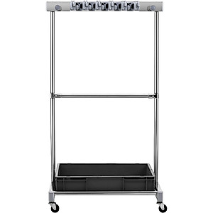 VEVOR Garden Tool Organizer, 10 Slots with Hooks, Yard Tool Tower Rack with Wheels for Garage Organization and Storage, Hold Long-Handled Tool/Rake/Broom, Metal Tool Stand Holder for Shed, Outdoor