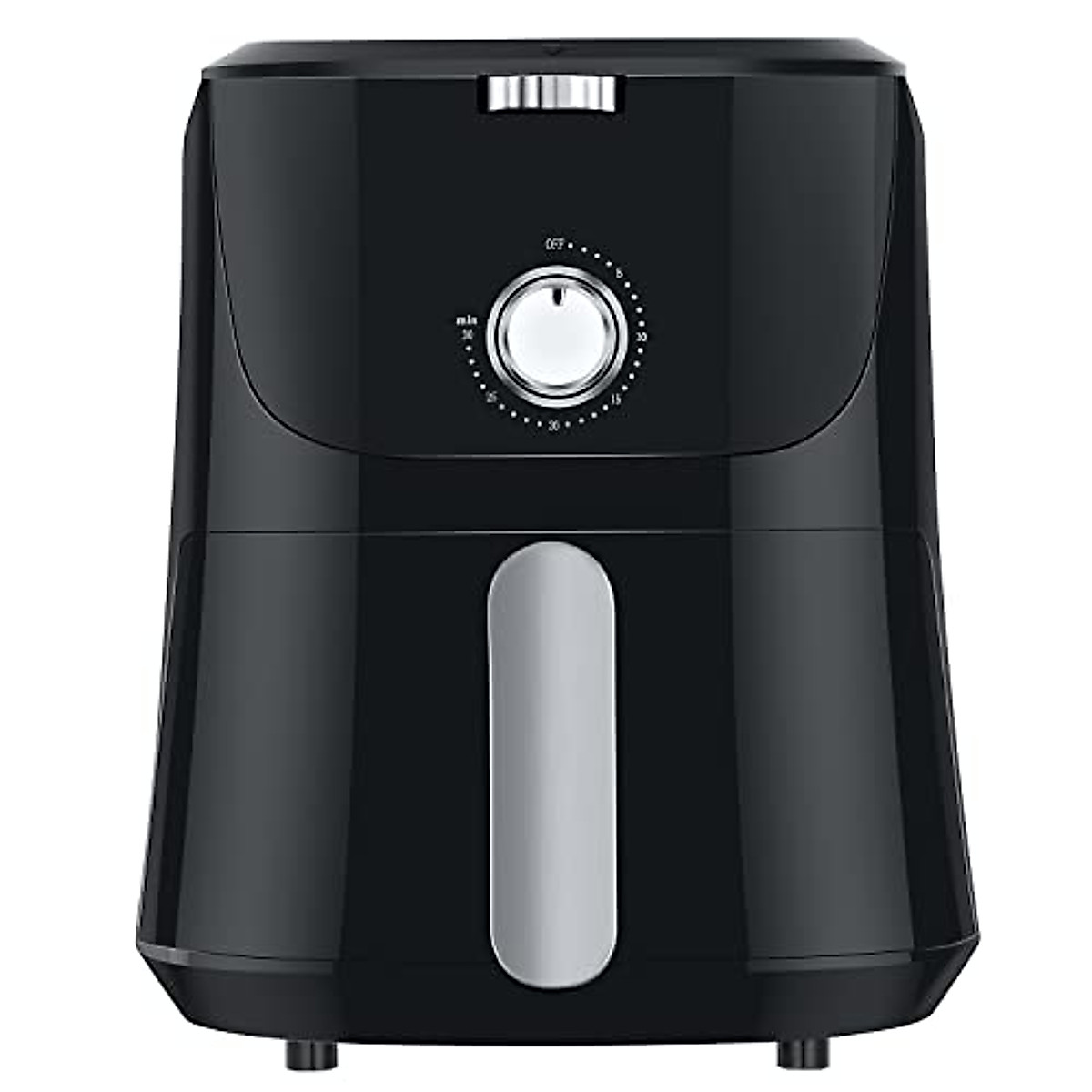 LATURE 4.2 QT Air Fryer Oven Cooker with Temperature and Time Control Dishwasher Non-stick Basket 6 Cook Presets CE Certified Black (Black-Knob)