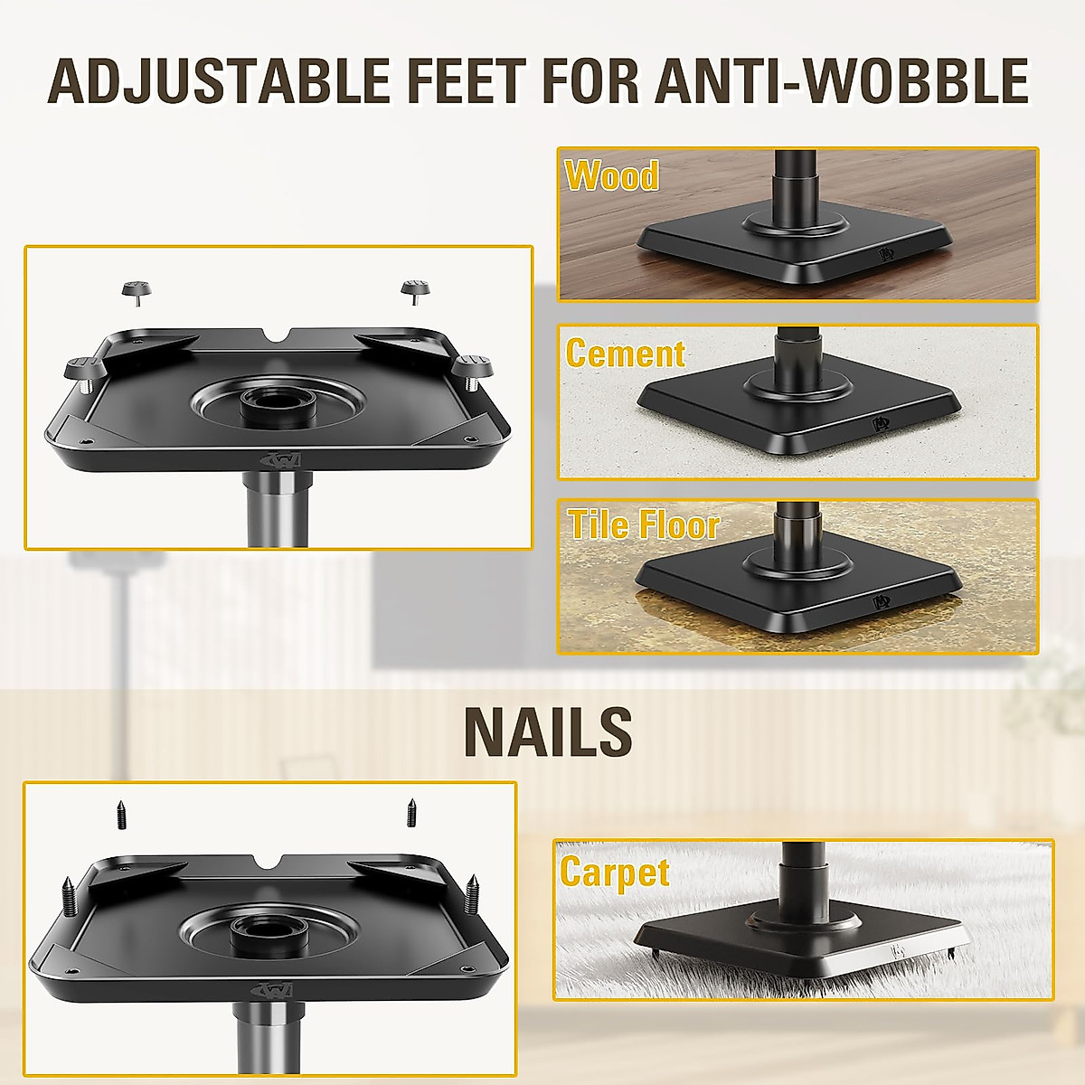 Mounting Dream Speaker Stands Height Adjustable Bookshelf Speaker Stand Pair for Universal Satellite Speakers, Set of 2 for Bose Polk JBL Sony Yamaha - 11 lbs Capacity