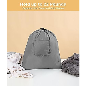 Travel Laundry bags, 2 Pack [Upgraded] Dirty Laundry Travel Bag, Foldable Dirty Clothes Bag for Traveling, Washable and Small Laundry Bag with Handles for Suitcase, Gym, Camping