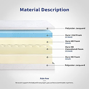 Olee Sleep 11 Inch Gel Memory Foam Mattress, Full, White