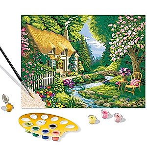 Ravensburger CreArt River Cottage Paint by Numbers Kit for Adults - Painting Arts and Crafts for Ages 14 and Up