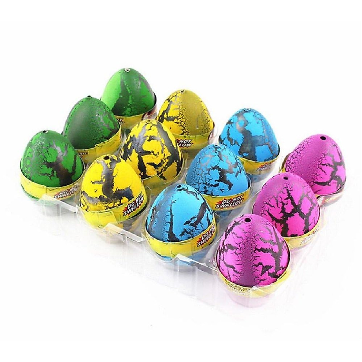 GracesDawn 12 Pack Dinosaur Egg Cute Magic Growing Dinosaur Egg Add Water Child Gift Hatching Inflatable Toy(Color Cracks)