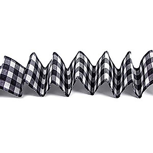 Ribbli Black and White Wired Ribbon, Buffalo Plaid Ribbon 2-1/2 Inch x Continuous 10 Yard,Burlap Ribbon for Big Bow,Wreath,Tree Decoration,Outdoor Decoration