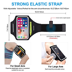 Cell Phone Armband with Zipper Pocket, Phone Holder for Running Armband for iPhone 15 14 13 12 11 Pro Max, Galaxy S23 S22 - [Fit Up to 6.8” All Phones] Sports Arm Holder with Key Pocket & Card Slot