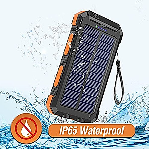 Solar Charger 30000mAh, Portable Solar Power Bank External USB Battery Pack with LED Flashlight, Waterproof Solar Phone Charger for Outdoor Camping Travel, Compatible with Cell Phones and Tablet