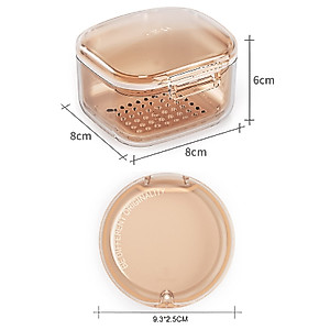 Retainer Case, Retainer Cleaner Case 2 Pack, Portable Denture Cases and Unique Denture Bath with Drain Tray, Denture Bridges, Partial Dentures, Traditional Braces, Etc. (Orange)