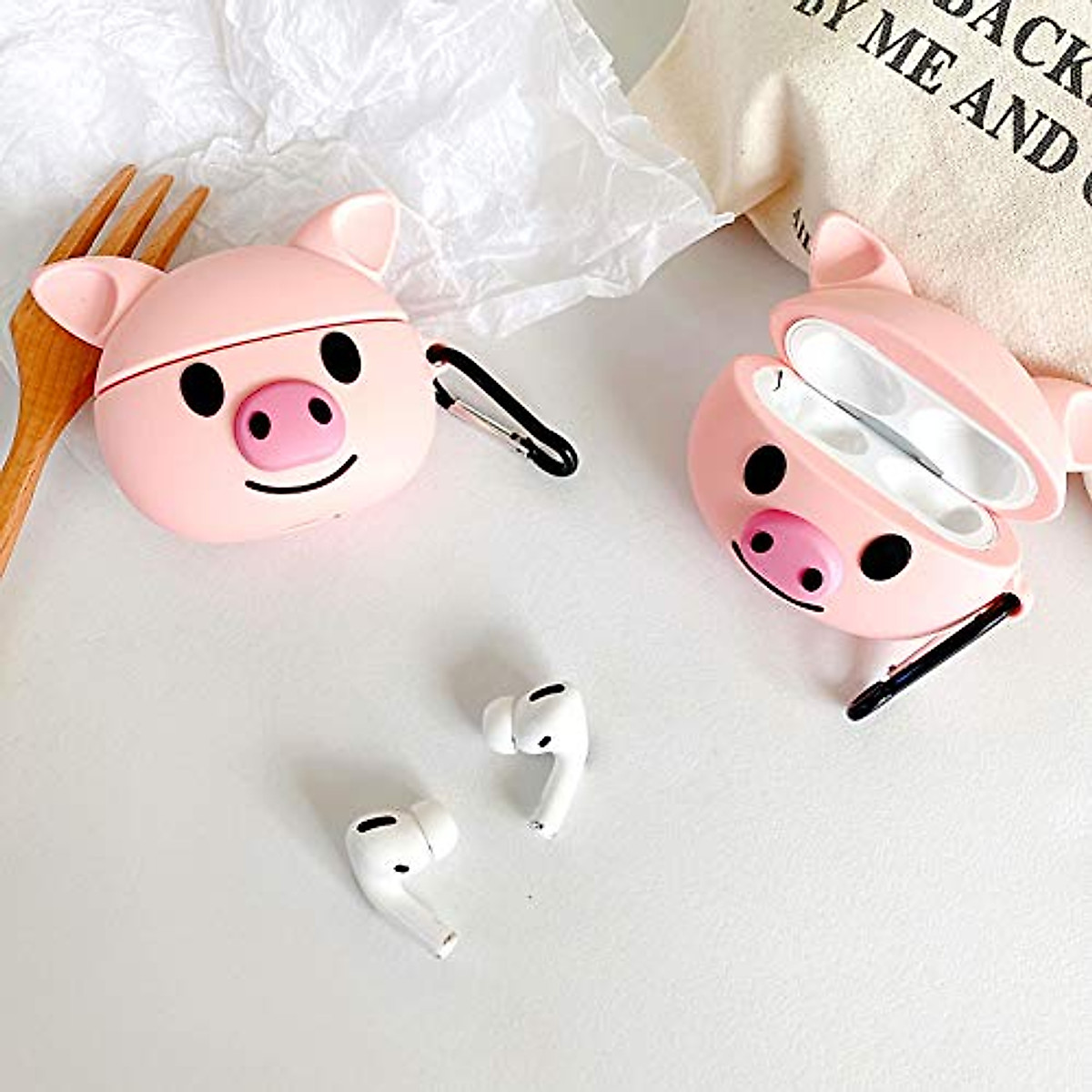 SGVAHY Airpods Pro Case, Fashion Cute 3D Pig Soft Silicone Case with Keychain Cool Fun Skin Shockproof Protective Charging Case for Apple Airpods Pro (Pig Pink)