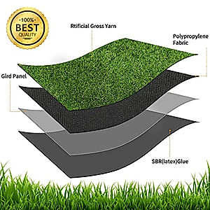 TONAHUTU Artificial Grass, Professional Dog Pee Grass 1.2in Thick Synthetic Fake Grass Artificial Grass Mat Rug Carpet for Garden Backyard Balcony Fake Grass Party Wedding Christmas Rug (3FT*5FT)