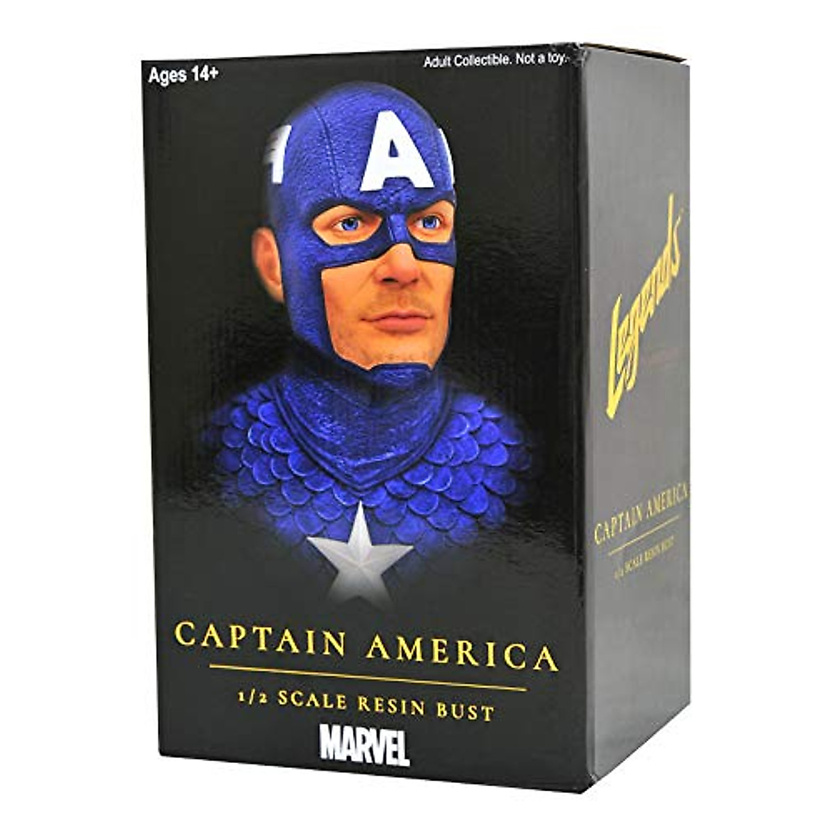 Legends in 3-Dimensions: Marvel Comics Captain America 1: 2 Scale Bust, Multicolor