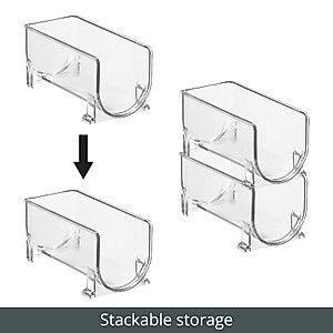 mDesign Plastic Free-Standing Wine Set Rack Storage Organizer for Kitchen Countertops, Pantry Cabinet, Fridge Organization - Holds Water Bottle and Alcohol Bottles - 2 Pack - Clear